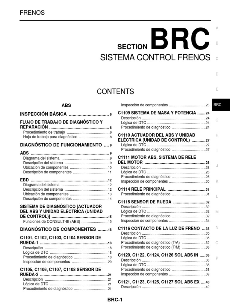 BRC Manual 4 Tiida | PDF | Sistema de freno antibloqueo | Vehículo de motor