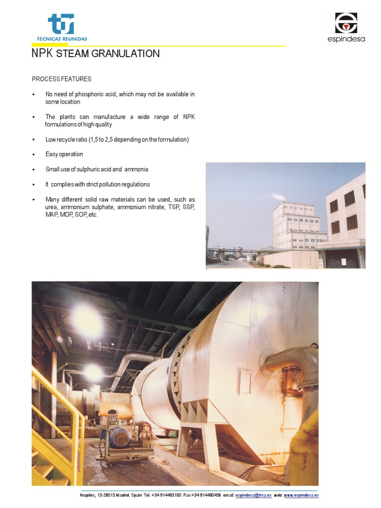 10.-Ficha NPK (Steam Granulation) | PDF | Ammonia | Urea