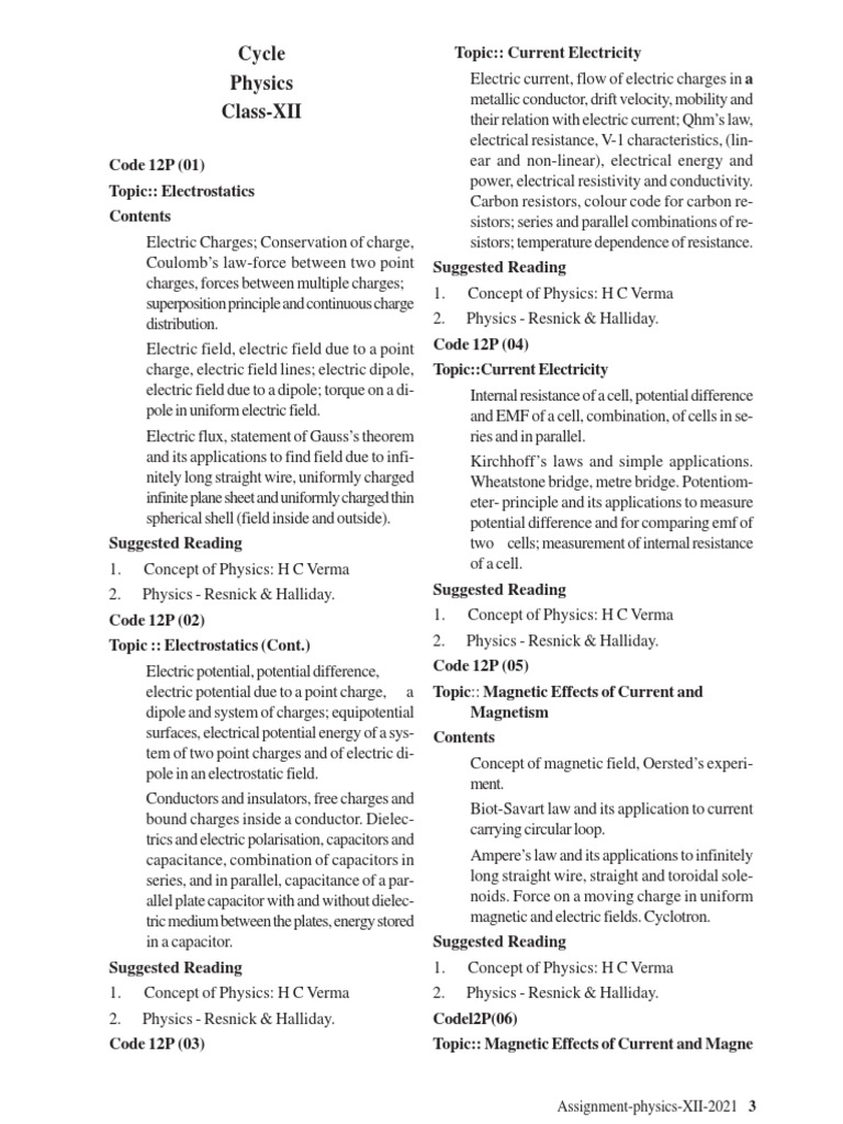 CWB Xii Physics 2021-22 2 | PDF | Capacitor | Capacitance