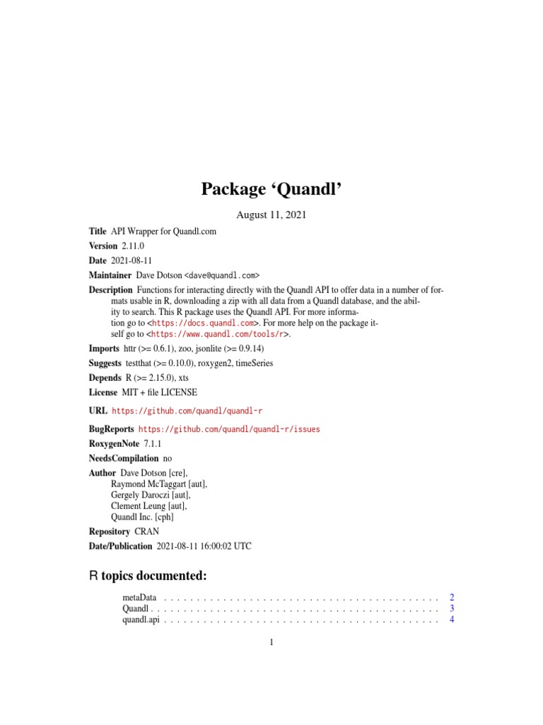 Quandl | PDF | Subroutine | Databases
