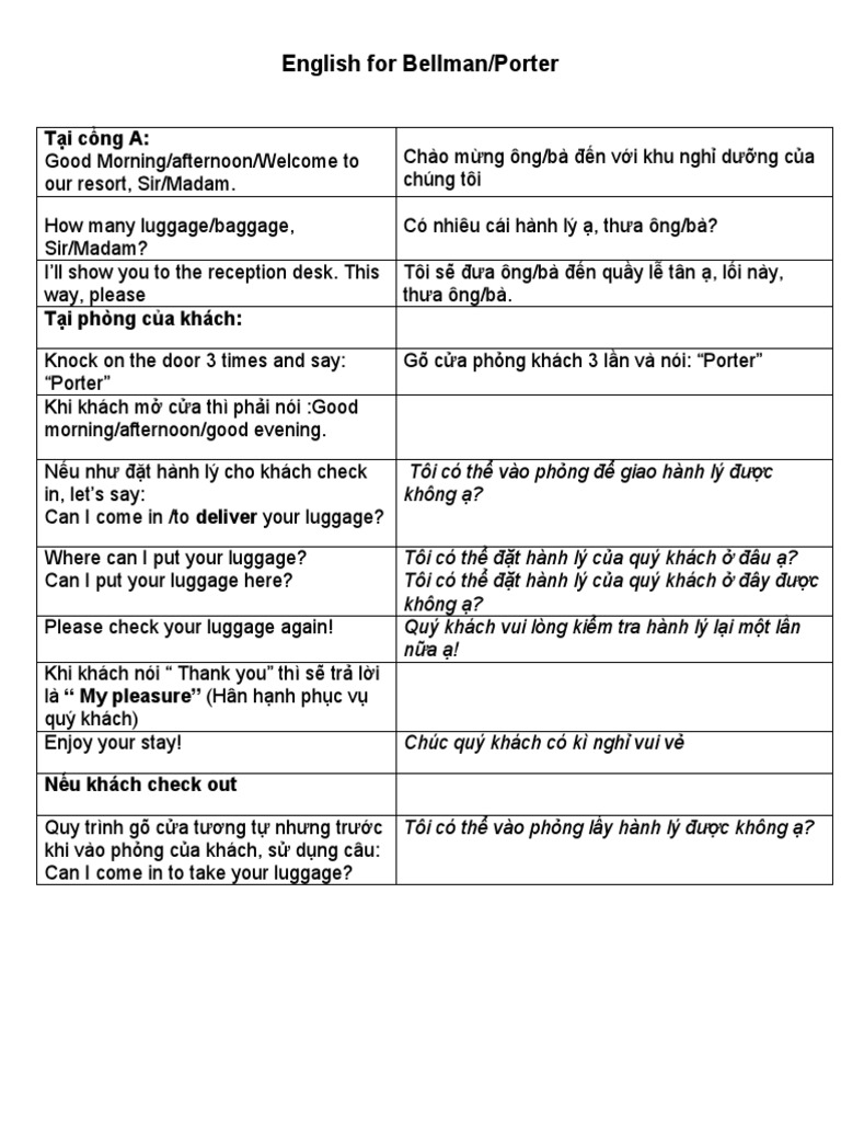 English For Bellman | PDF