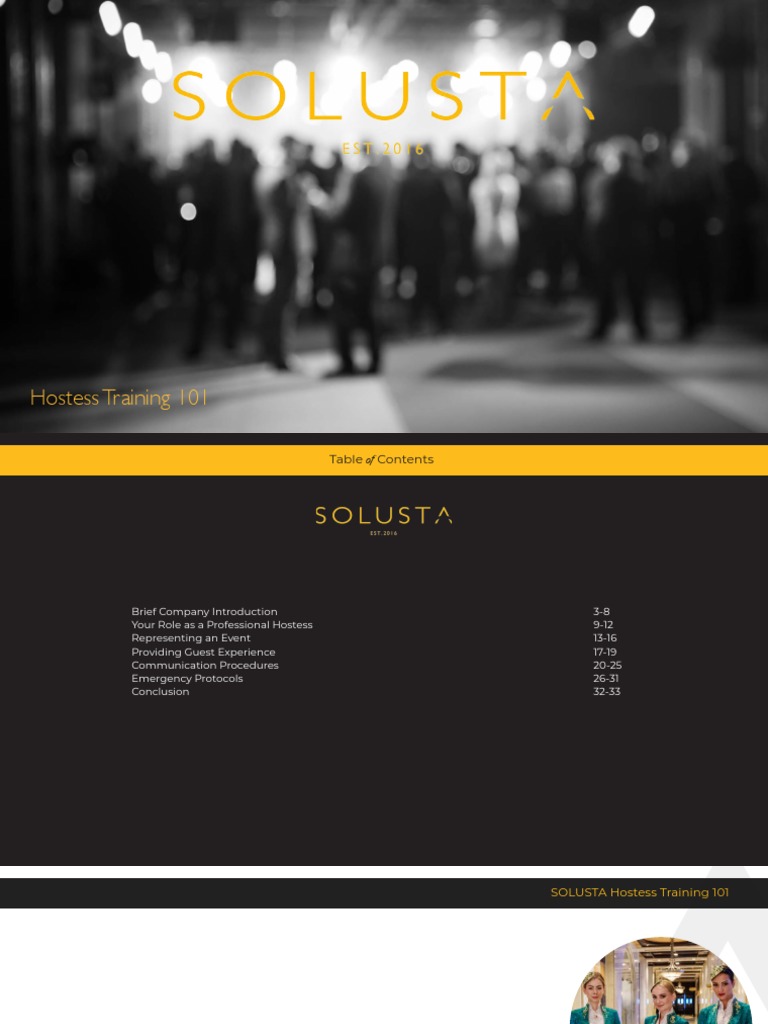 2022 Solusta Hostess 101 - Compressed | PDF | Emergency | Communication