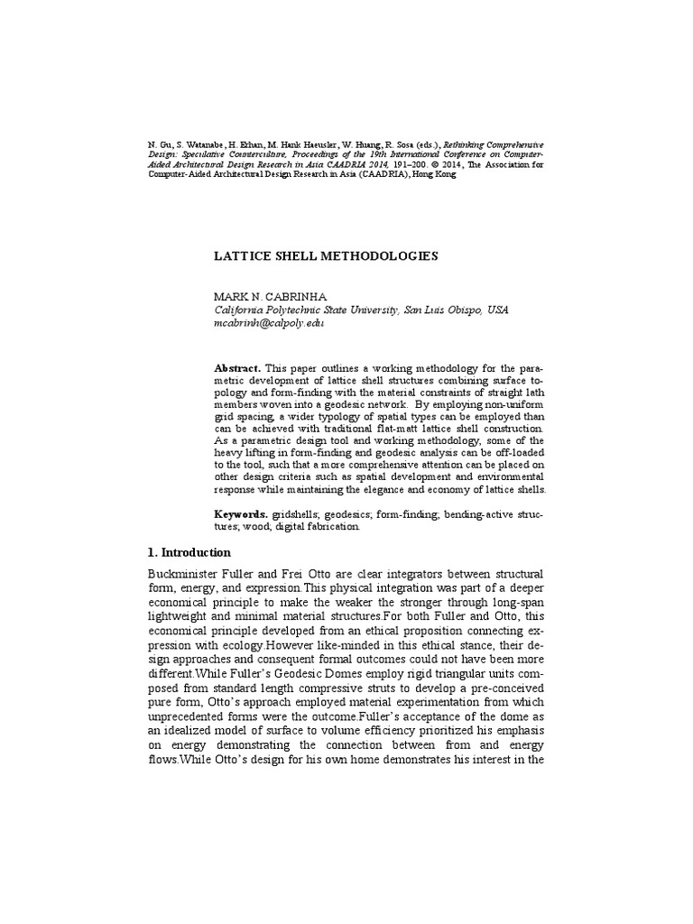 2014 Lattice Shell Methodologies Pdf Teaching Methods And Materials Technology And Engineering 