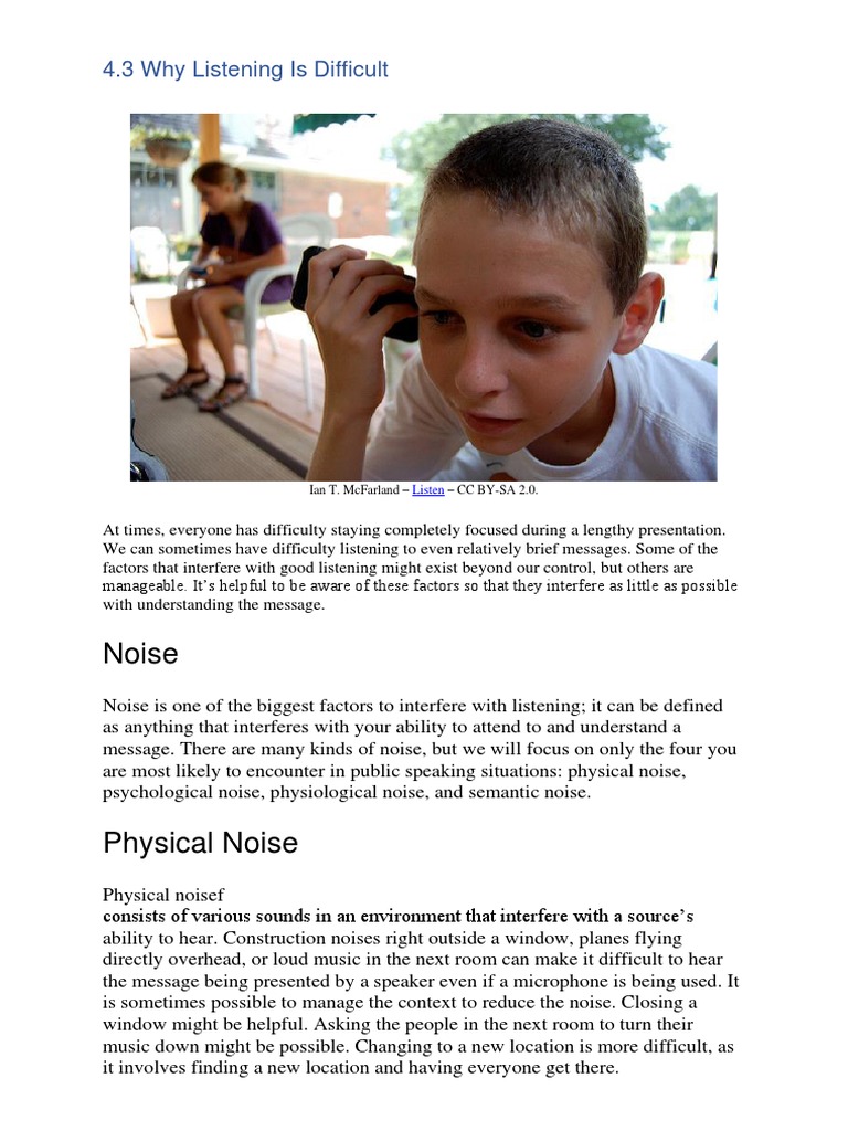 Why Listening Is Difficult | PDF | Noise | Thought