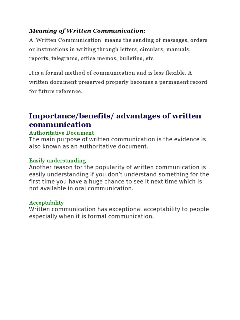 Advantages and Disadvantages of Written Communication: A Comprehensive ...