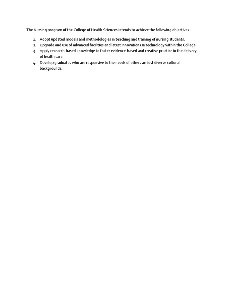 Nursing Program Objectives Overview | PDF