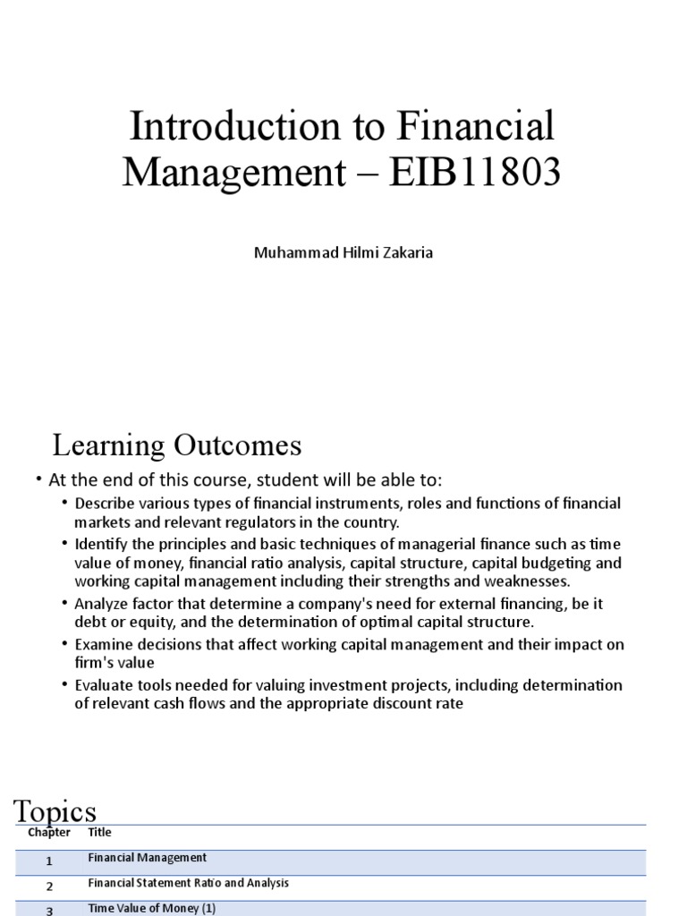 Introduction To Financial Management | PDF | Capital Structure ...