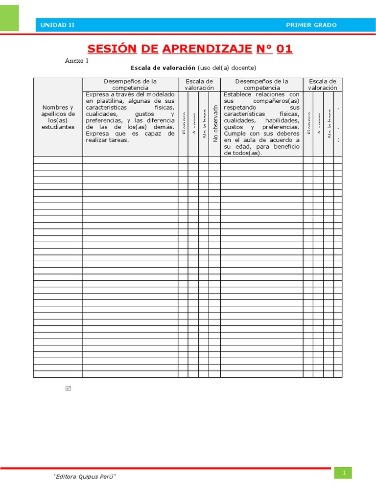 Anexo de Sesiones de Aprendizaje - Unidad Didáctica II - Editora Quipus Perú | PDF | Perú ...