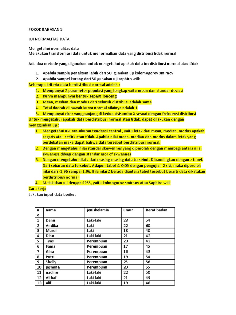 Uji Normalitas Data Pdf