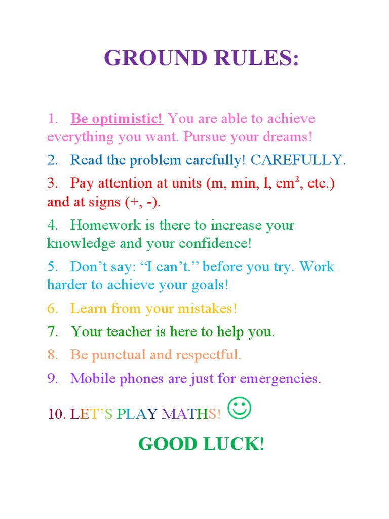 Ground Rules A4 Color. | PDF