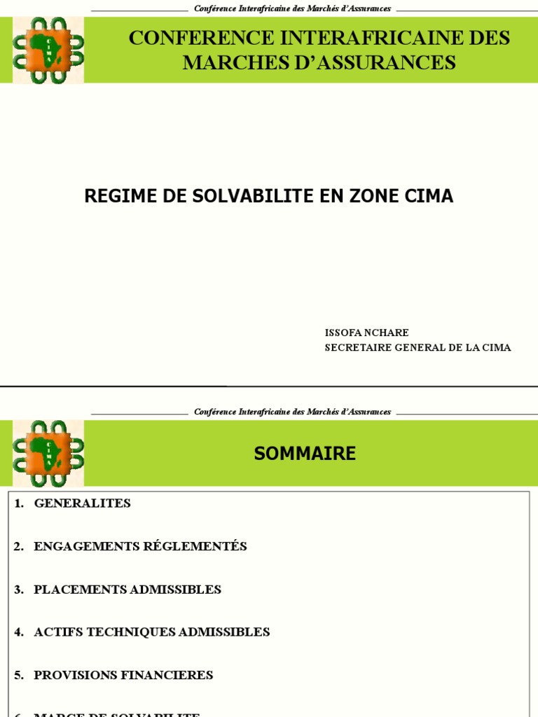 Presentation Cima Solvabilite | PDF | Assurance | Capitaux propres