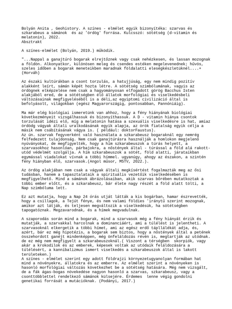 Bolyán Anita, Geohistory. A Színes - Elmélet Egyik Bizonyítéka ...