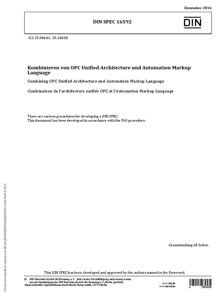 Din Spec 16592 - 2016-12 2596035 | PDF | Namespace | Specification ...