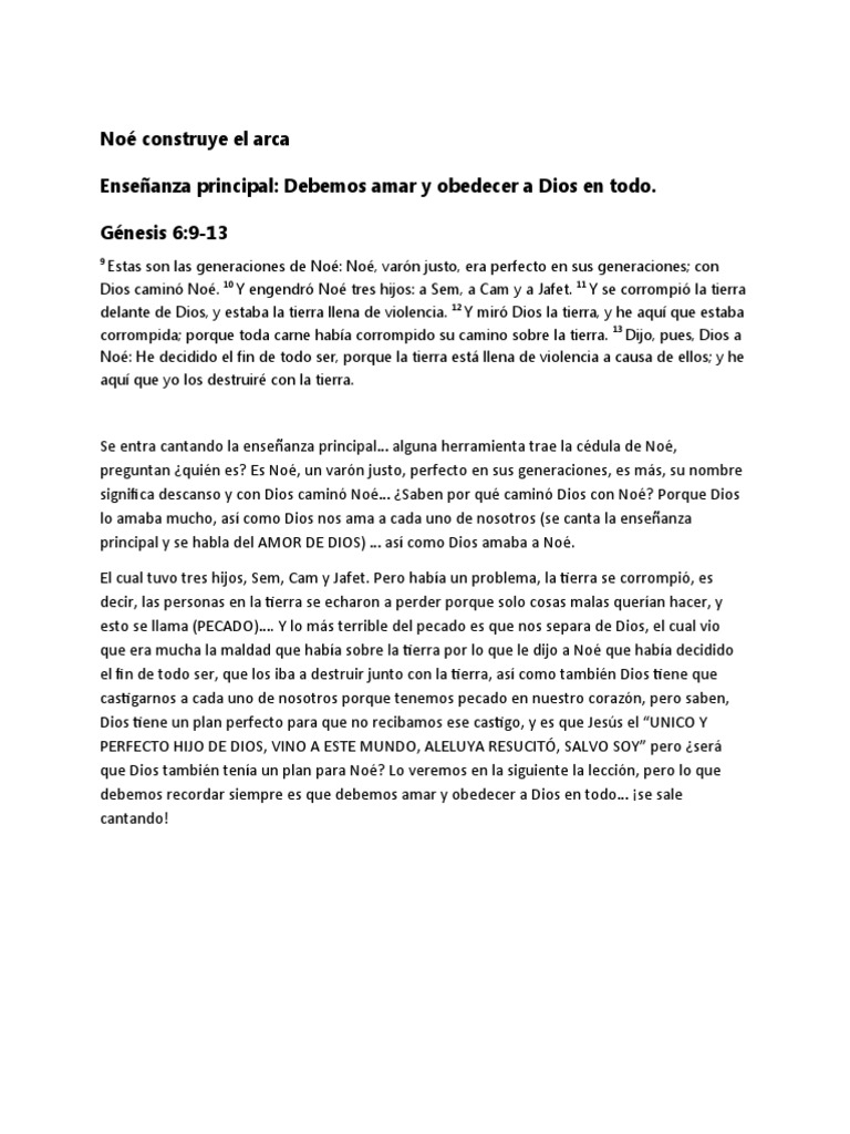 Lección No.2 Noé Construye El Arca | PDF