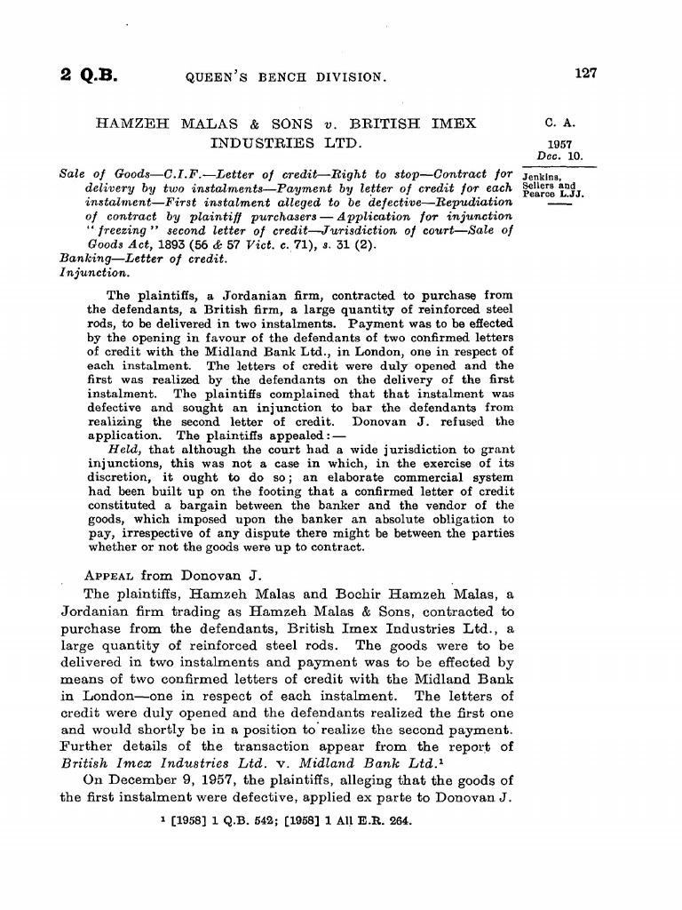127 Hamzeh Malas - Sons V British Imex Industries Ltd. | PDF | Letter ...