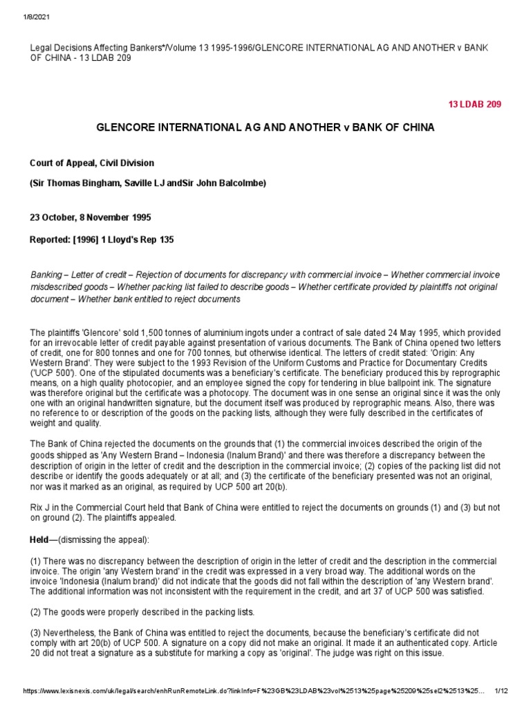 Glencore | PDF | Letter Of Credit