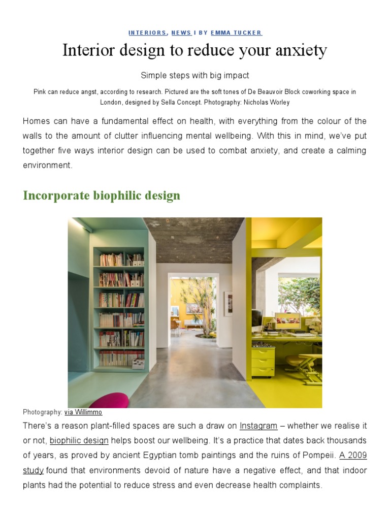 Design Tips to Alleviate Anxiety | PDF | Sleep | Anxiety