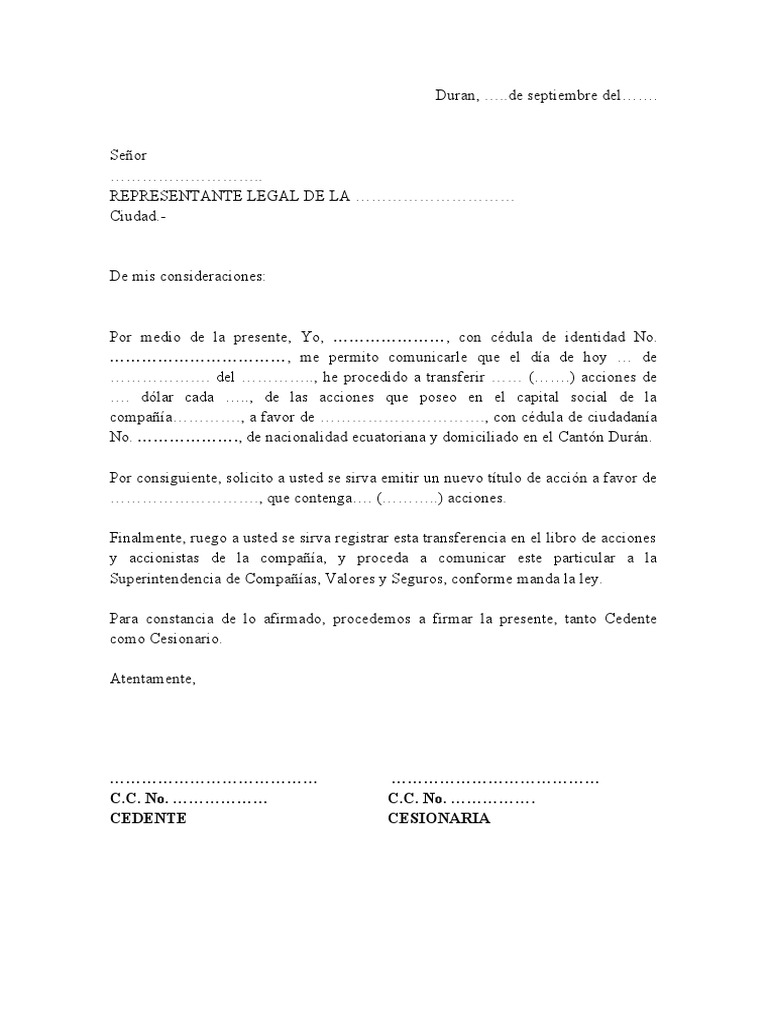 Modelo de La Carta de Transferencia | PDF