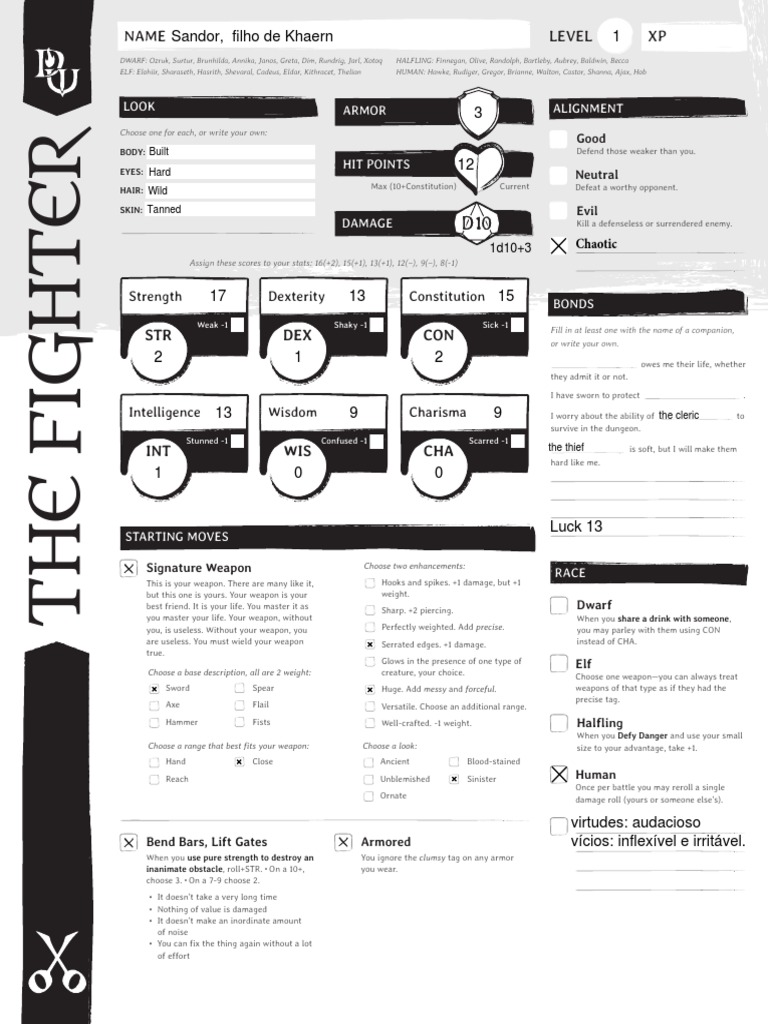 Dungeon World Fighter Sandor | PDF