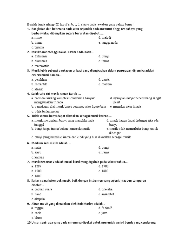 Soal SenBud SMA Kelas XI | PDF | Seni