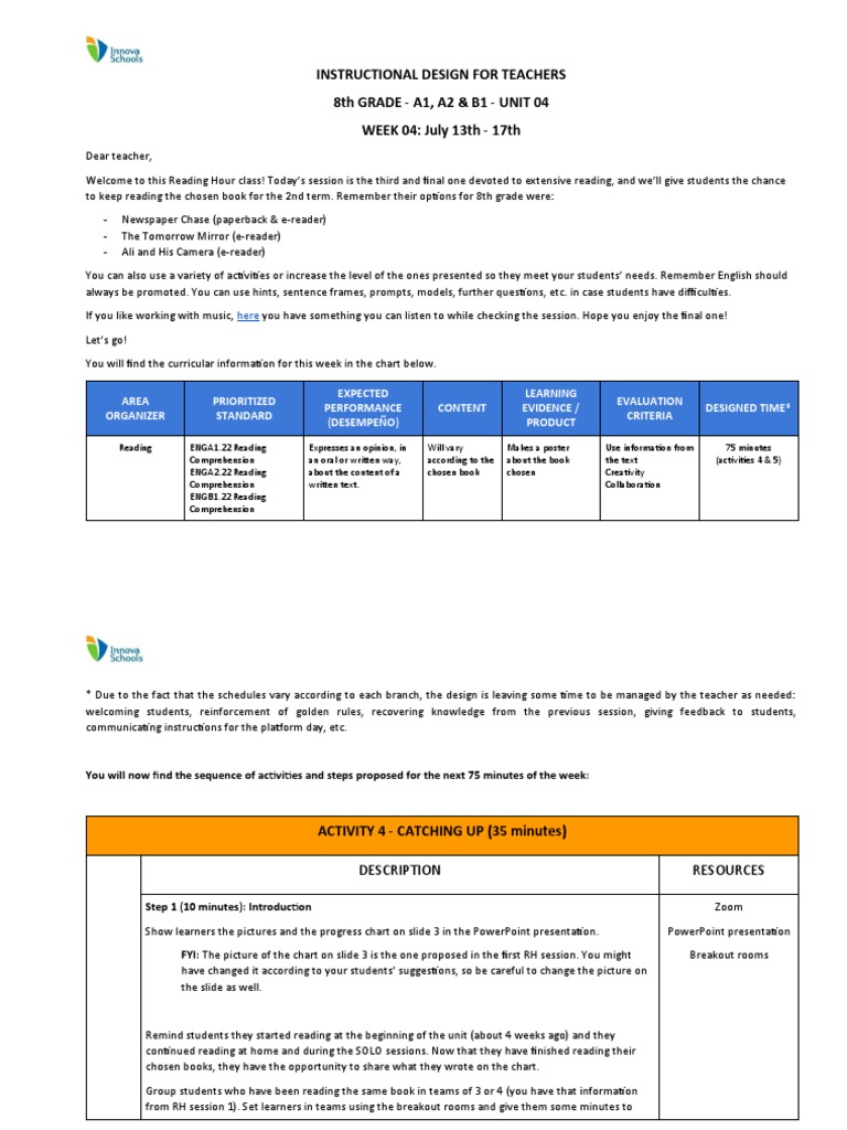 8th A1 A2 B1 - Week 4 - Activity 45 - Instructional Design For Teachers ...