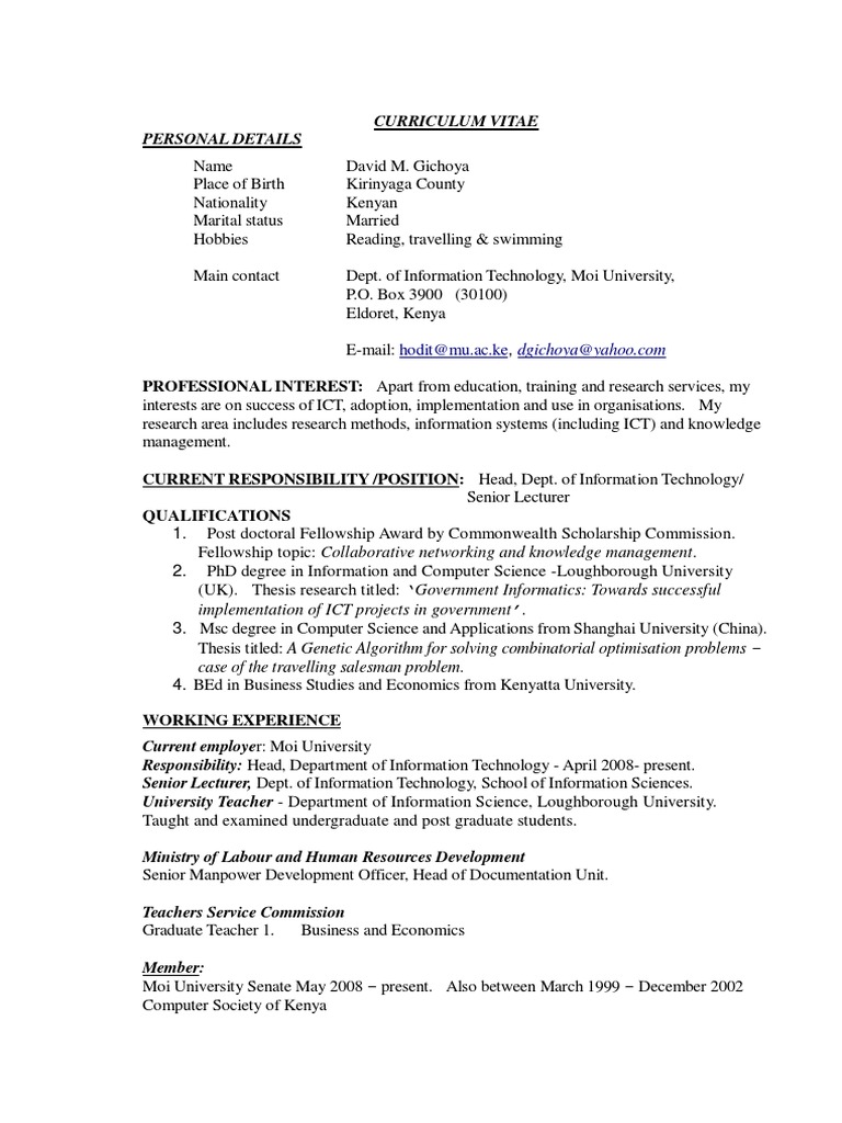 CV For Website | PDF | Kenya | Information And Communications Technology