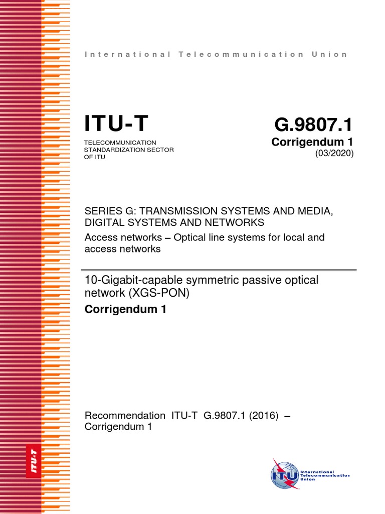 T REC G.9807.1 202003 I!Cor1!PDF E | PDF | Computer Network | Fiber ...