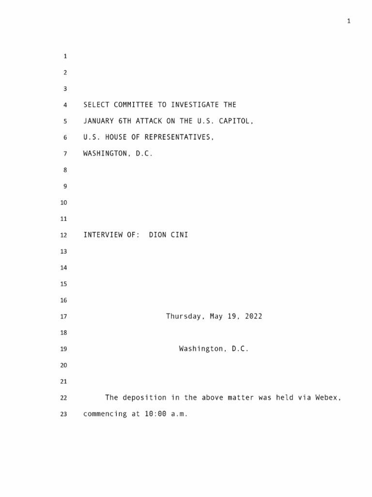 Dion Cini Jan 6 Cmte Report | PDF