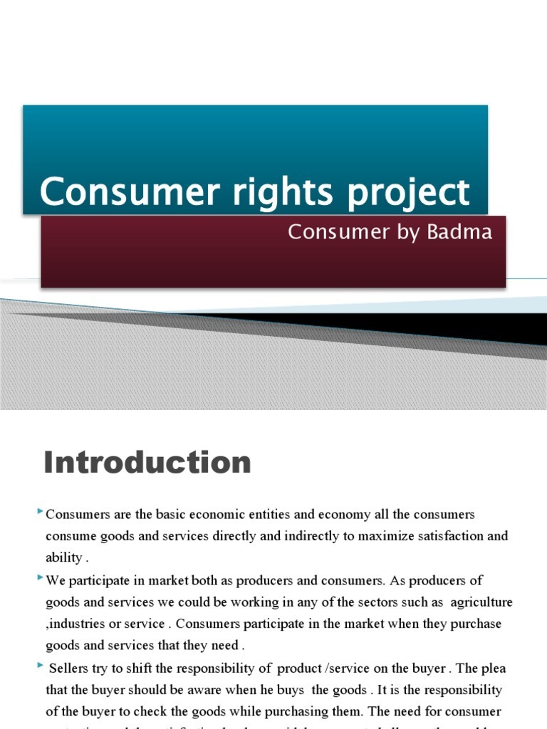Consumer Rights Project | PDF | Consumer Protection | Market (Economics)