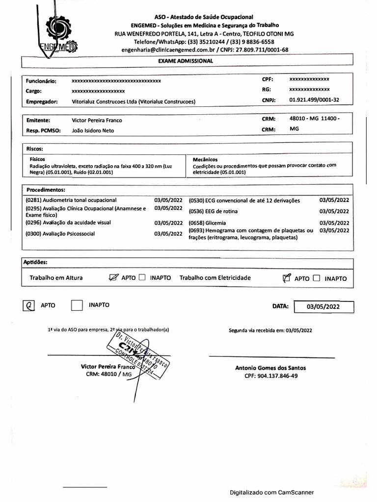 EXEMPLO ASO | PDF | Química | Hematologia