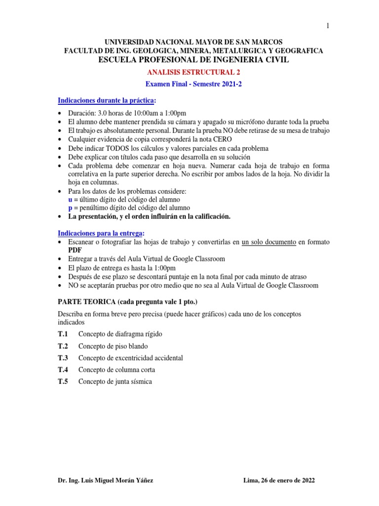 Ex. 2 AE2 2021-2 | PDF | Rigidez | Análisis