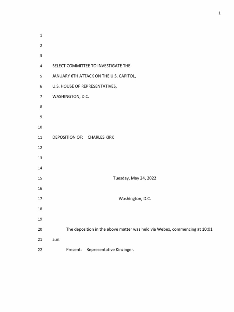 Charlie Kirk Jan 6 Cmte Transcript | PDF