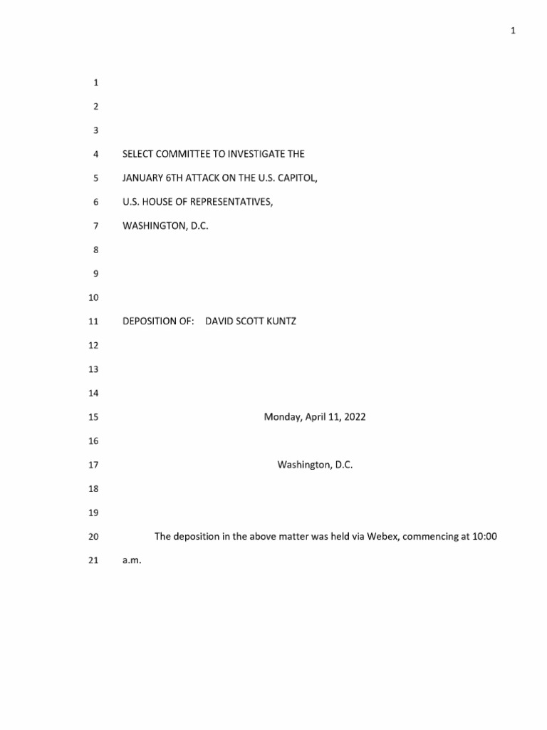 David Scott Kuntz Jan 6 Cmte Transcript | PDF