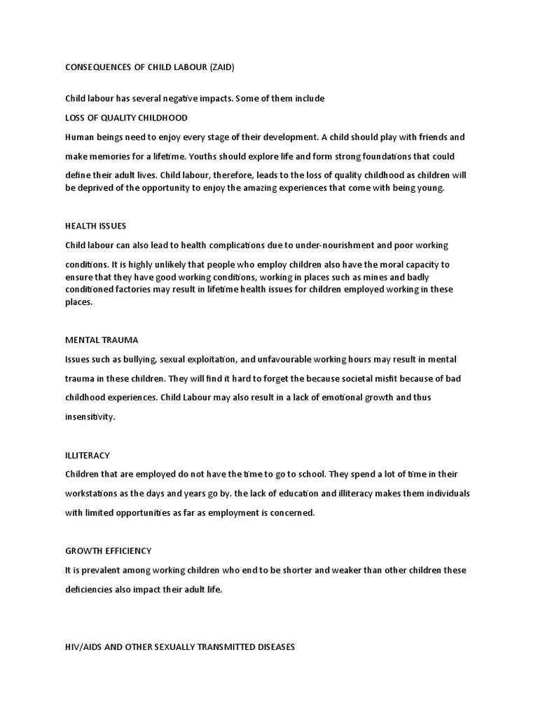 Consequences of Child Labour in India | PDF