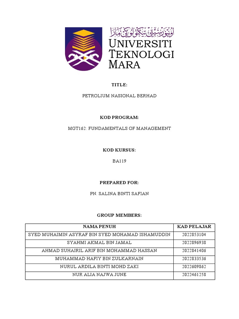 Petronas' Strategic Planning: Vision, Mission and Types of Plans | PDF ...