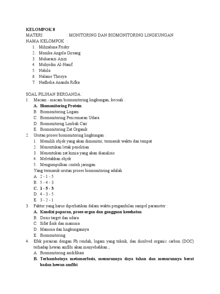 Monitoring Dan Biomonitoring Lingkungan | PDF | Pengembangan Diri ...