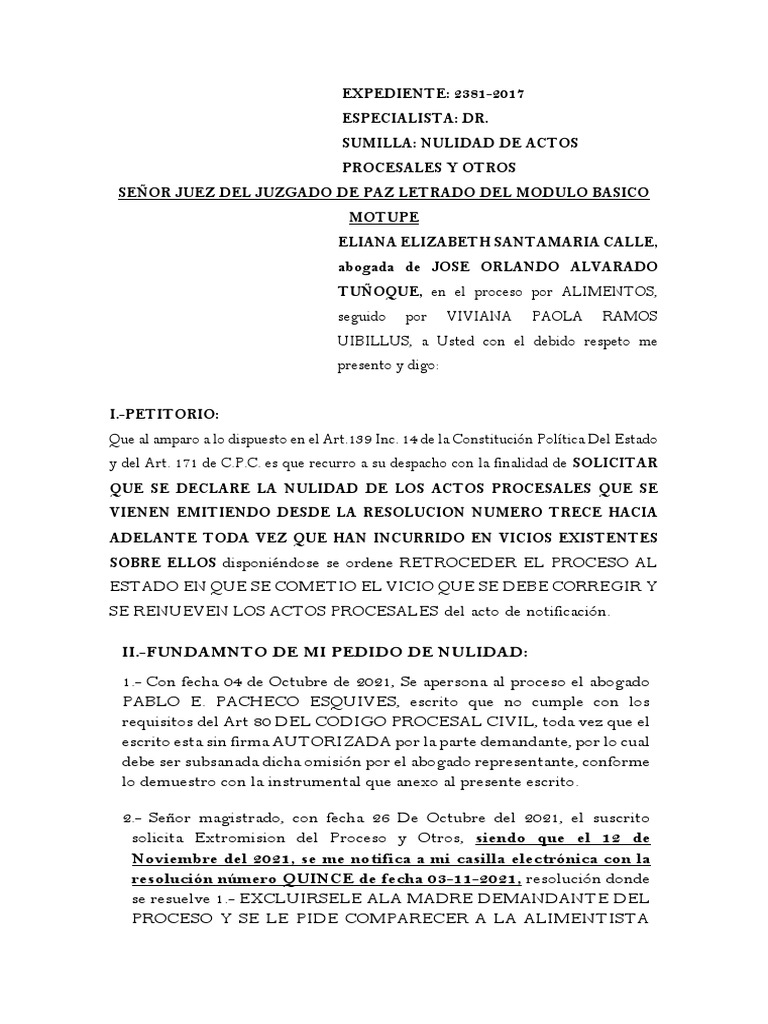 Nulidad de Notificacion | PDF | Nulo (ley) | Ley procesal