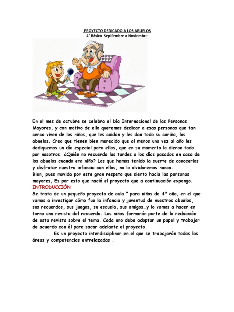 Proyecto Dedicado A Los Abuelos | PDF