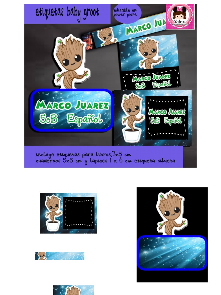 Etiquetas Escolares Baby Groot | PDF