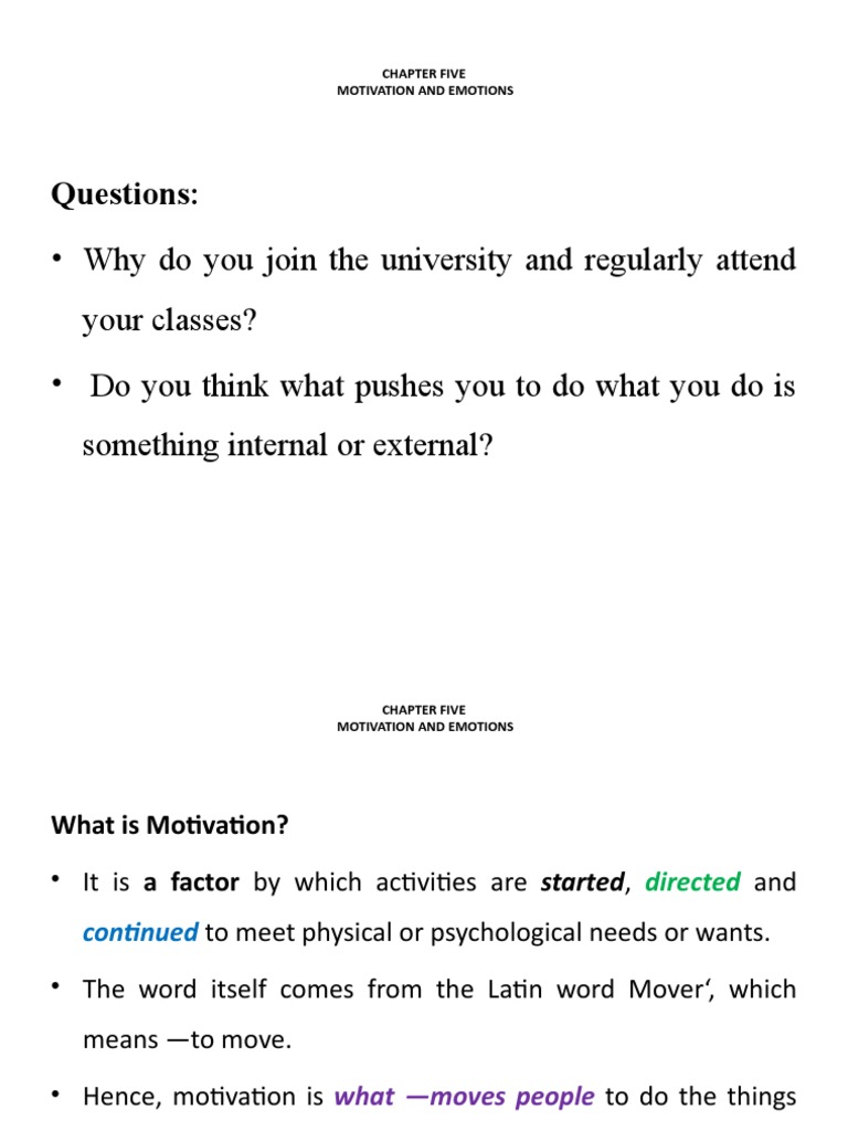 Motivation, Emotions and Conflicts | PDF | Id | Motivational