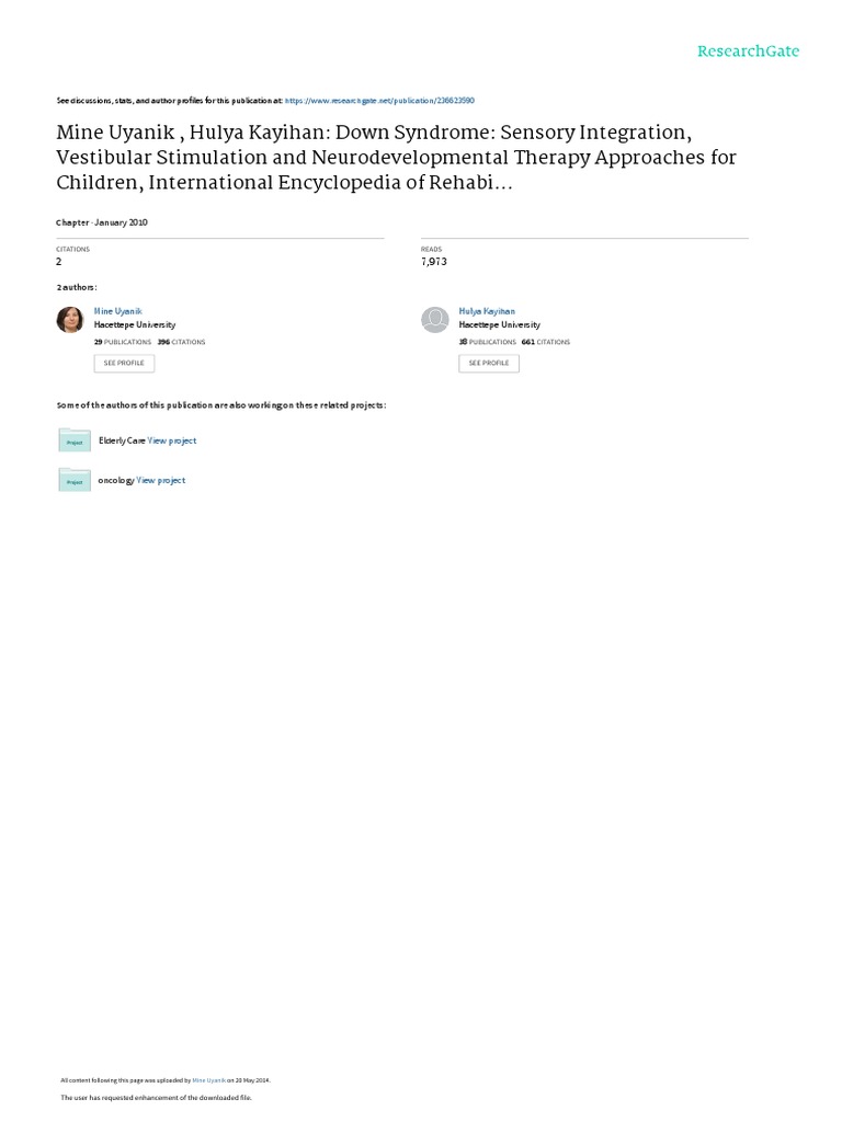 Down Syndrome Sensory Integration Vestibular Stimulation and ...
