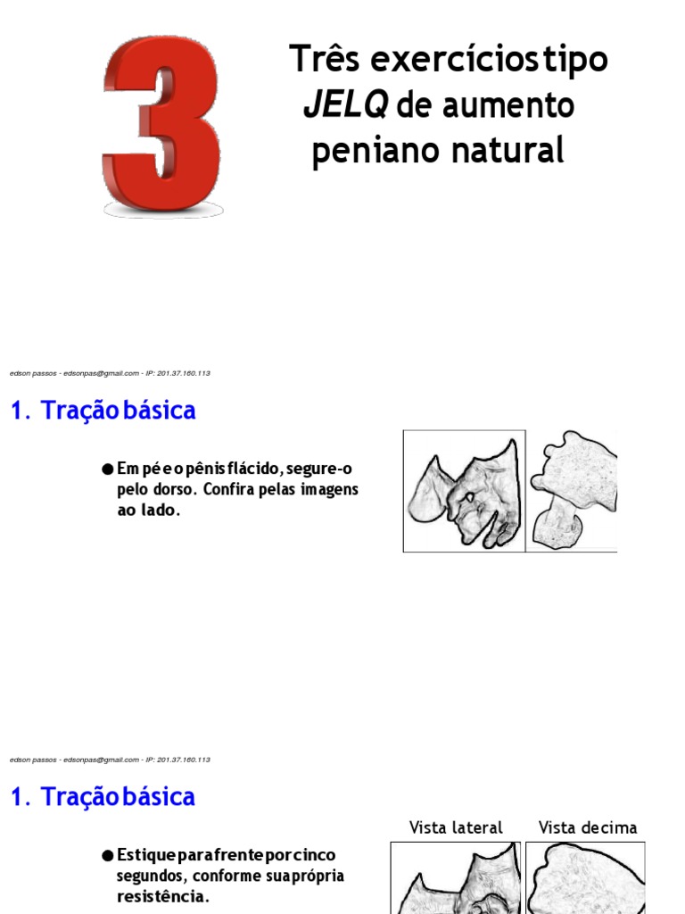 Três exercícios JELQ de tração peniana para aumento de tamanho | PDF