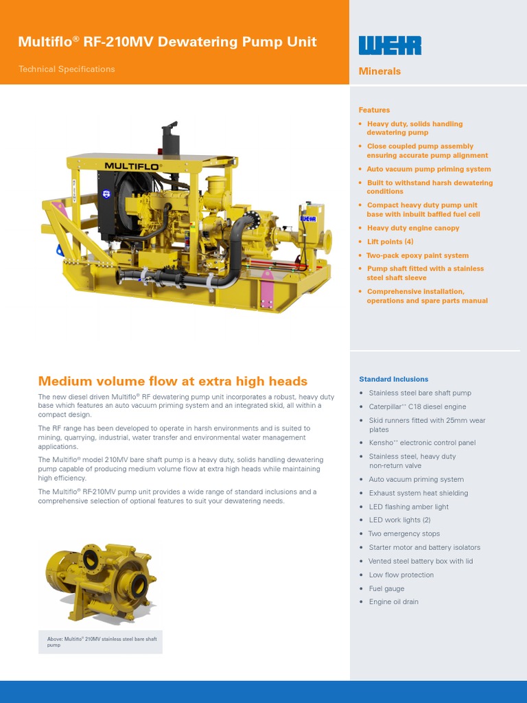 Multiflo rf210mv Spec Sheet | PDF | Pump | Vacuum