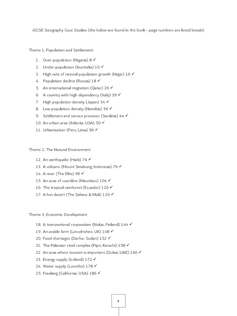 iGCSE Geography Case Studies 2021 - 2022 (Hammaad M) | PDF | Cost Of ...