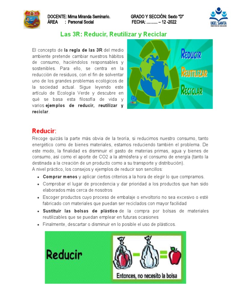 FICHA PS Las 3R | PDF | Residuos | Reciclaje