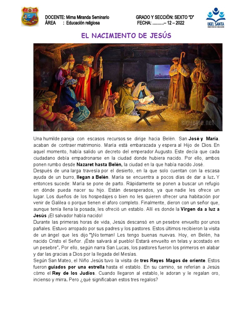 El nacimiento de Jesús: la humilde llegada del Salvador al mundo | PDF ...
