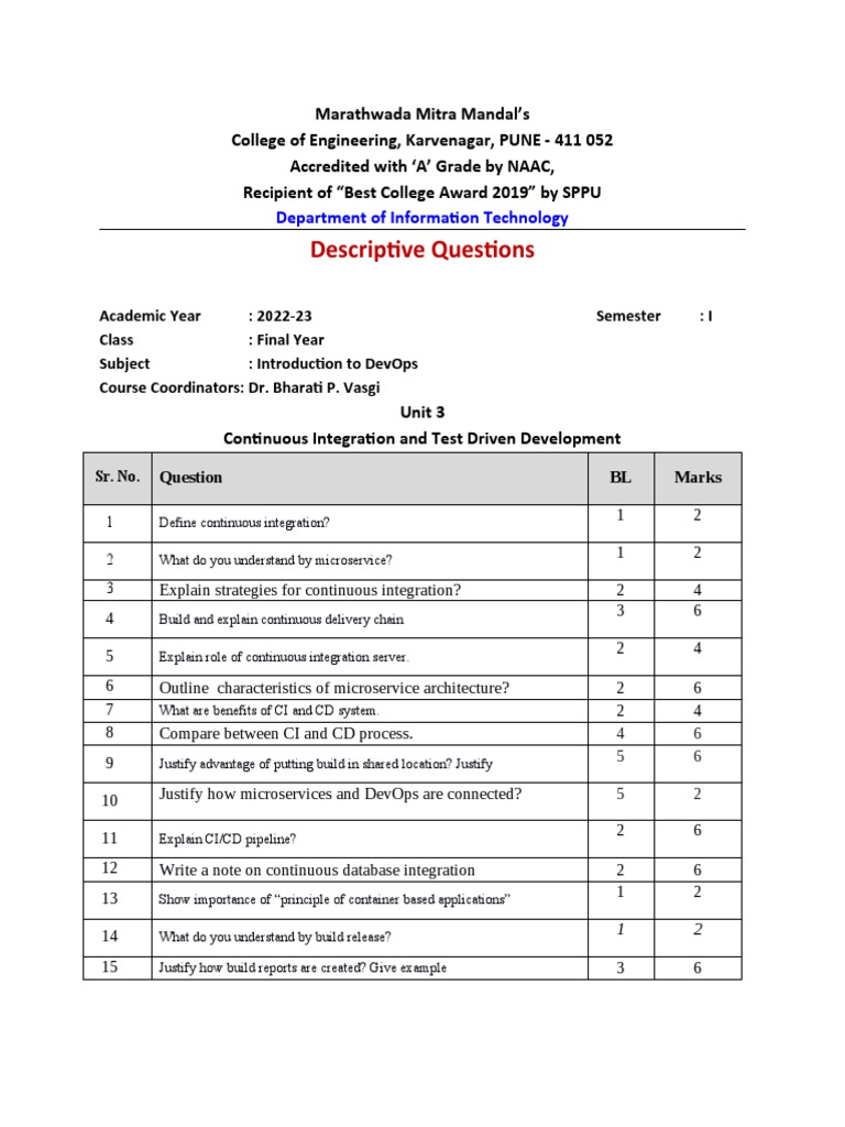 Descriptive Questions - Unit3 | PDF | Information Technology Management | Computing