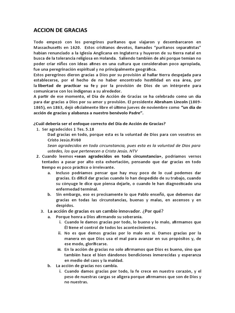 Historia y Significado del Día de Acción de Gracias | PDF | Fe | Gratitud