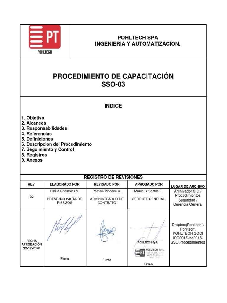 Pr-Sso-03 Capacitacion | PDF | Creación de capacidad | Seguridad y salud ocupacional