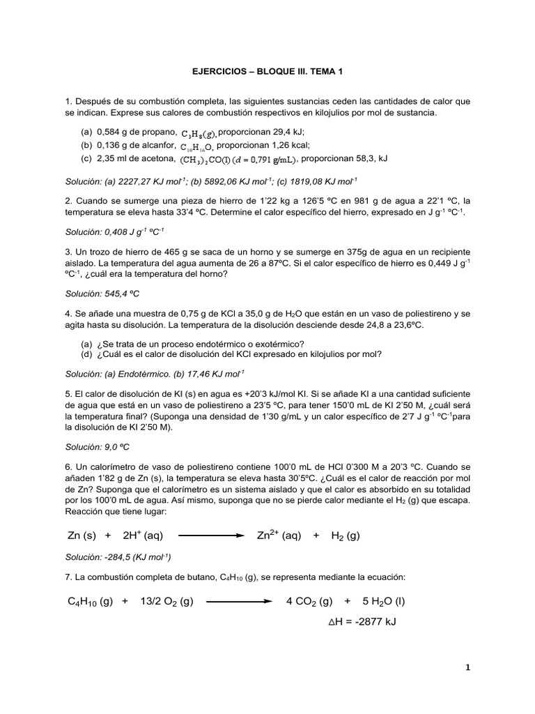 Ejercicios Tema 4 | PDF | Combustión | Metano
